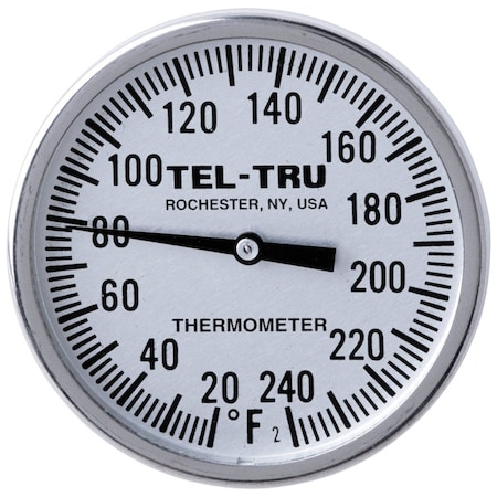 Tel-Tru 1-3/4in DIAL BACK CONNECT BIMETAL THERMOMETER, 2.5in STEM, 0 ...
