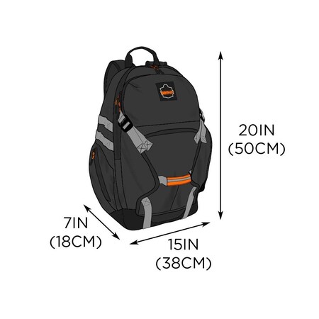Ergodyne Backpack, PPE Jobsite Backpack, Black, Black 5188 | Zoro