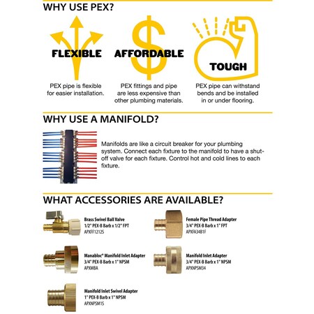 Apollo 28-Port PEX Manifold with 1/2 in. Brass Ball Valves 6907928CP | Zoro