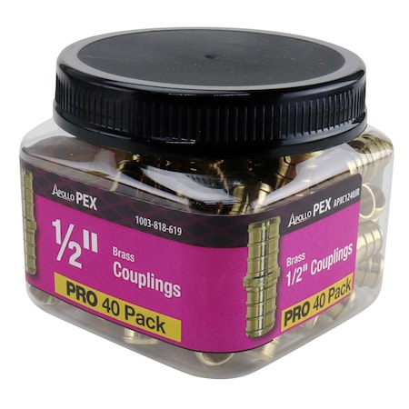 Apollo 1/2 in. Brass PEX Coupling Jar (40-Pack), 40PK APXC1240JR | Zoro