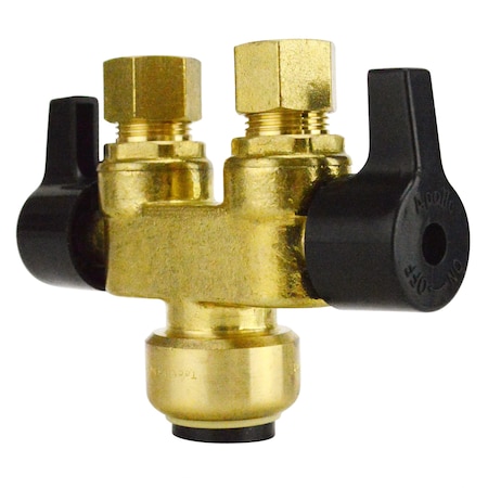 Apollo 1/2 in. Brass Push-To-Connect x 3/8 in. O.D. Comp. Dual Inline ...