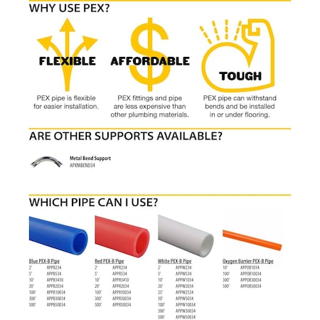 Apollo 3/4 in. Plastic PEX Pipe 90-Degree Bend Support with Mounting ...