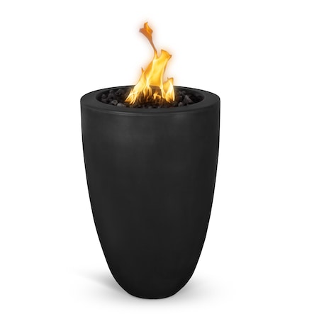 The Outdoor Plus 22 Round Castillo Fire Pillar, GFRC Concrete, Black ...