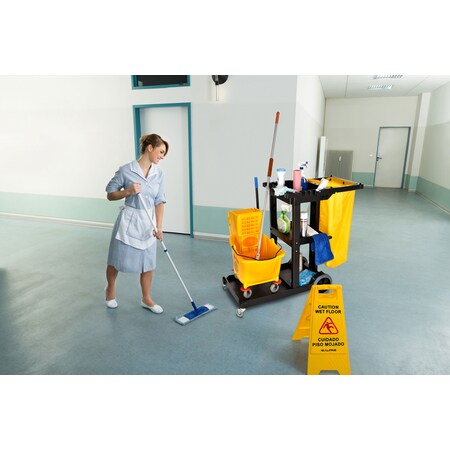 Alpine Industries 3-Shelf Janitorial Platform Cleaning PVC Cart with ...