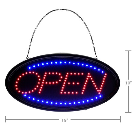 Alpine Industries LED Open Sign, Oval, 19" x 10" 497-01 | Zoro