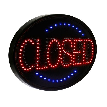 Alpine Industries LED Open/Closed Sign, Oval 23" x 14" 497-09 | Zoro
