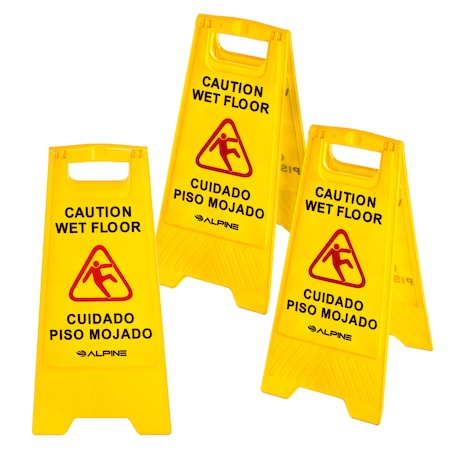 Alpine Industries 24" Caution Wet Floor Sign, PK3 499-3 | Zoro