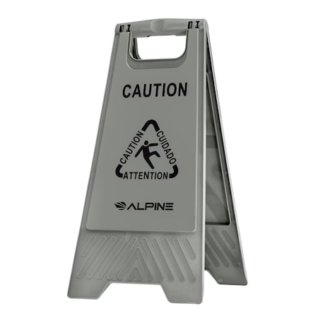 Alpine Industries 24" Caution Wet Floor Sign, Gray 499-GRY | Zoro