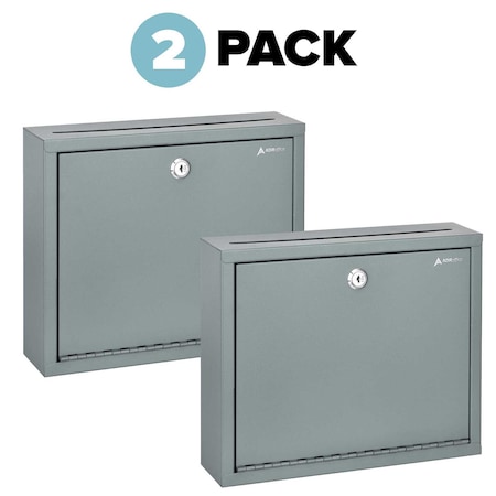 Adiroffice Wall Mountable Large Steel Drop Box, PK2 ADI631-03-2pk | Zoro