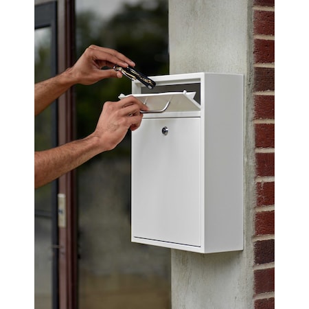 Adiroffice Large Steel Drop Box Wall-Mount Locking Mailbox, White ...