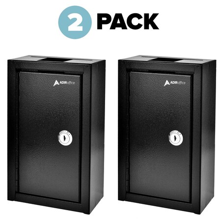 Adiroffice Large Steel Heavy-Duty Key Drop Box, PK2 ADI631-12-BLK-2pk ...