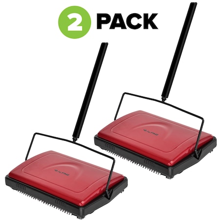 Alpine Industries Triple Brush Floor and Carpet Sweeper, Red, PK2 ...