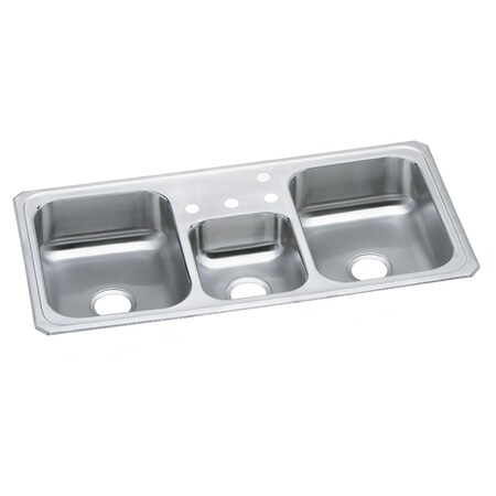Elkay Celebrity Stainless Steel 43 X 22 X 7 Triple Bowl Top Mount Sink ...