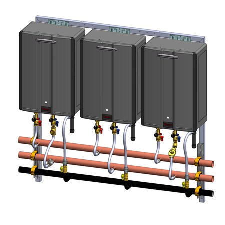 Rinnai Ext Wall Hanging Rack, 3 Unit Lpg, W/Rur TRW03STEP | Zoro