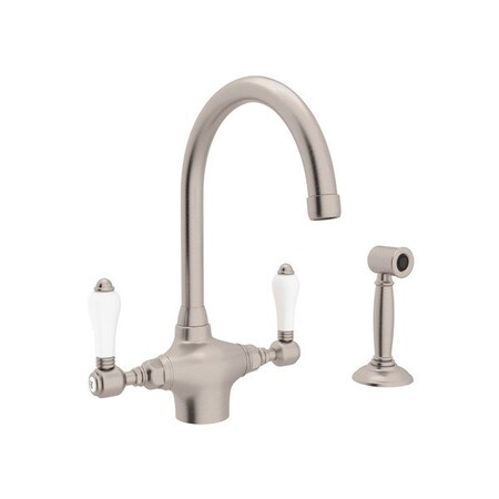 Rohl San Julio Two Handle Kitchen Faucet With Side Spray A1676LPWSSTN-2 ...