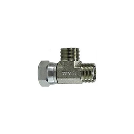 Titan Stainless Adapter Run Tee 1in ORFS Male x 1in ORFS Female Swivel ...
