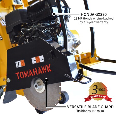 Tomahawk Power 13" 13 HP Honda Walk Behind Concrete Saw Concrete and ...