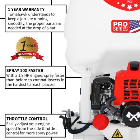 Tomahawk Power Backpack Sprayer, 20 in L Hose TPS25 + IR28 | Zoro