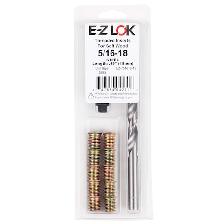 E-Z Lok E-Z Hex Threaded Insert Installation Kit for Wood - Steel ...