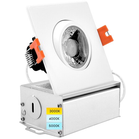 Luxrite 3 Inch Square Gimbal LED Recessed Downlight 3 CCT Selectable ...