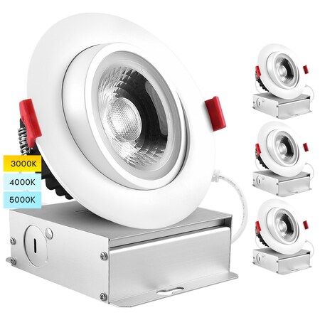 Luxrite 4 Inch Gimbal LED Recessed Downlights 3 CCT Selectable 3000K ...