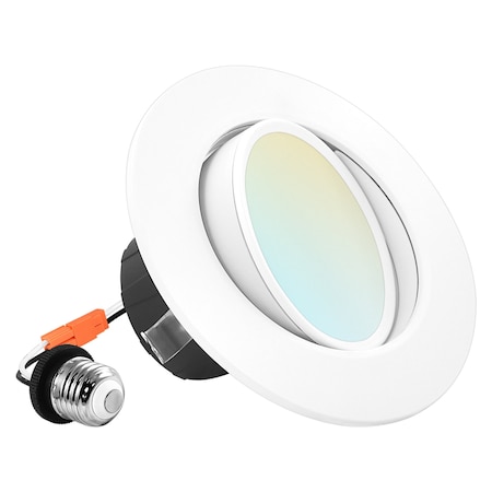 Luxrite 4 Inch Gimbal LED Recessed Can Light 5 CCT Selectable 2700K ...