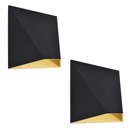 Luxrite Outdoor LED Black and Gold Wall Sconce 9W 3CCT 3000K-5000K 6 ...