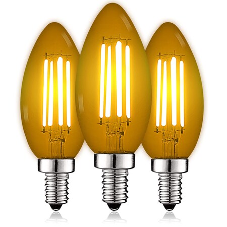Luxrite B11 LED Yellow Light Bulbs 4.5W 40W Equivalent Colored Glass ...