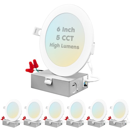 Luxrite 6 Inch Ultra Thin LED Recessed Downlights 5 CCT Selectable ...