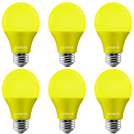Luxrite A19 LED Light Bulbs 8W (60W Equivalent) Yellow Colored Bulbs ...