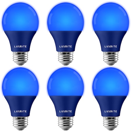 Luxrite A19 LED Light Bulbs 8W (60W Equivalent) Blue Colored Bulbs Non ...