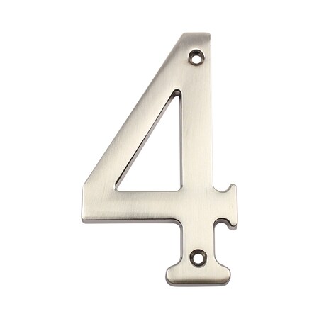 Pamex 4in Heavy Duty House Number # 4 Satin Nickel Finish DD074S4SN | Zoro