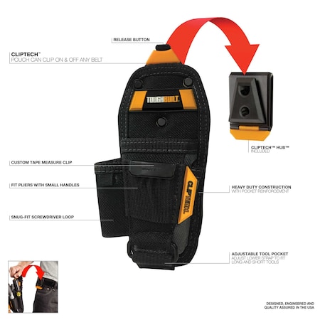 Toughbuilt Pouch, ClipTech Pouches, Polyester TB-CT-35-S | Zoro