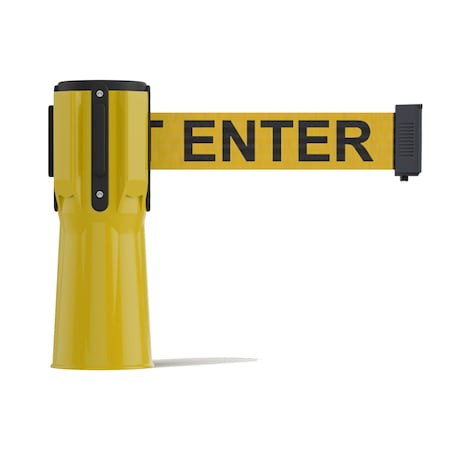 Montour Line Retractable Belt Barrier Cone Mount Yellow Case 11ft. Cau ...