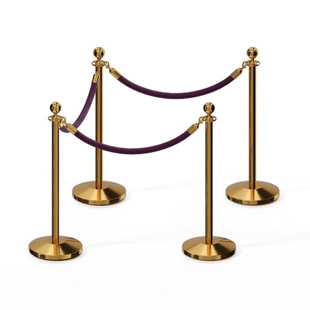 Montour Line Stanchion Post and Rope Kit Pol.Brass, 4 Ball Top3 Purple ...