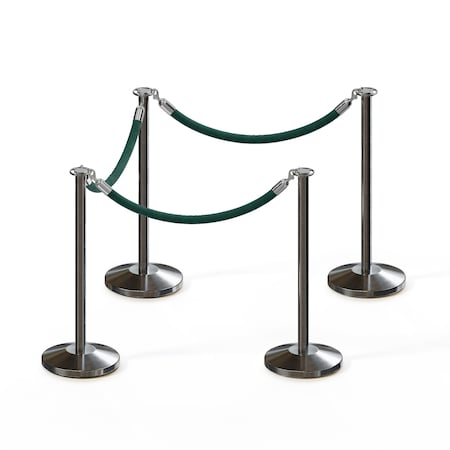 Montour Line Stanchion Post and Rope Kit Sat.Steel, 4 Flat Top 3 Green ...
