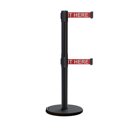 Montour Line Retractable Double Belt Rolling Stanchion, Red, 11 ft ...