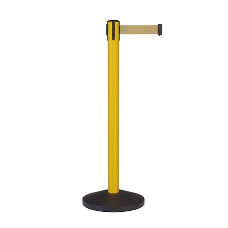 Montour Line Stanchion Belt Barrier Yellow Post 11ft. Light Brown Belt ...