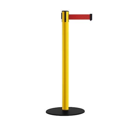 Montour Line Retractable Belt Stanchion, Low Base, 2.5in Yellow Post ...