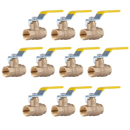 Hausen 3/8 in. Lead Free Brass Threaded FIP x FIP Ball Valve, 10PK HA ...