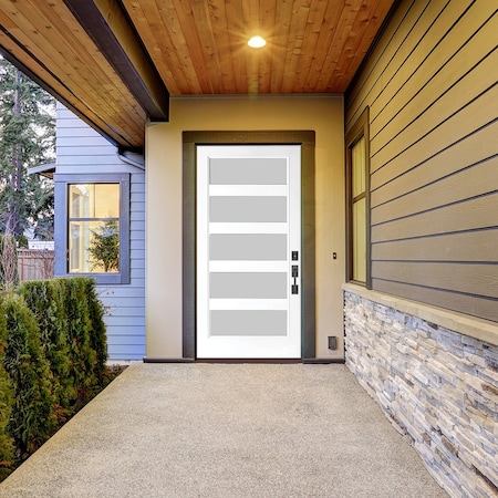 Codel Doors 32" x 80" Primed White Contemporary Flush-Glazed Exterior ...