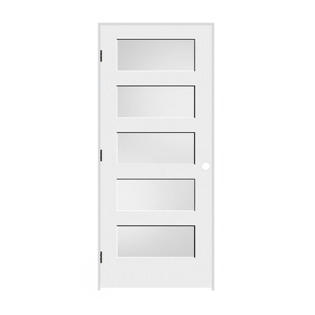 Codel Doors 30"x80"x1-3/8" Primed 5-Panel Equal Panel w/White Lami ...