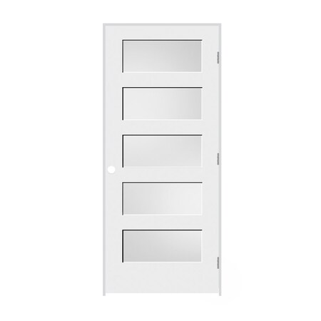 Codel Doors 34"x80"x1-3/8" Primed 5-Panel Equal Panel w/White Lami ...