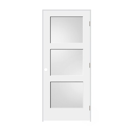 Codel Doors 34"x80"x1-3/8" Primed 3-Panel Equal Panel w/White Lami ...