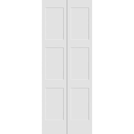 Codel Doors 30" x 80" Primed 3-Panel Equal Panel Shaker Bifold Door and ...