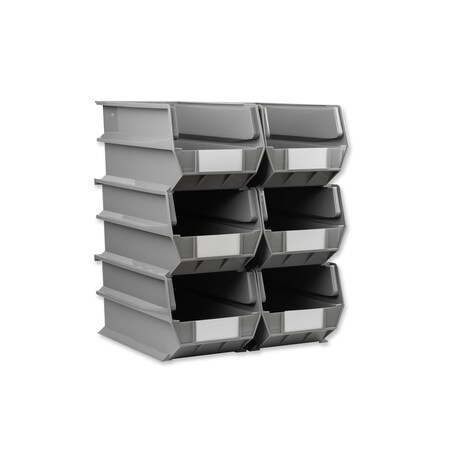Triton Products Stacking Hanging Interlocking Bins, Polypropylene, Gray ...