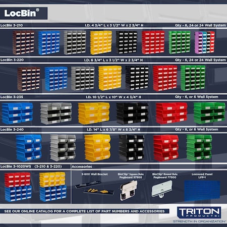 Triton Products Wall Storage Unit W/ (24) 7-3/8" L x 4-1/8" W x 3" H ...