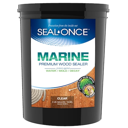 SEAL-ONCE SO8614 5 GAL MARINE Premium Water-Based Clear Wood Sealer