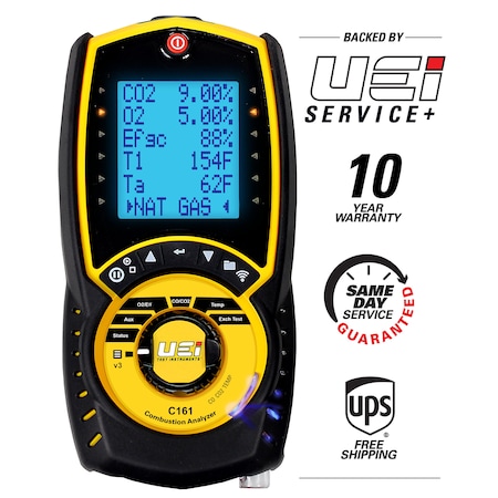 Uei Test Instruments RESIDENTIAL COMBUSTION ANALZYER WITH CASE C161C | Zoro