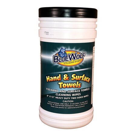 Blue Wolf Hand Surface Towels 8 x 12 Heavy Duty Two Sided Wipes 110 ...